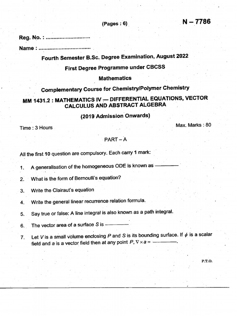 Mathematics IV-Differential Equations, Vector Calculus and Abstract ...