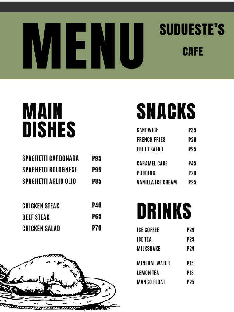 Beige Green Modern With Lineart Border Cafe Menu Template - 20250705 ...