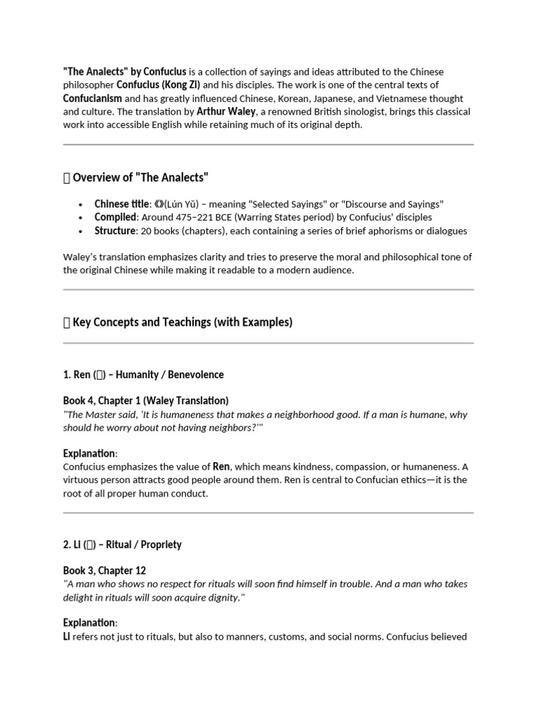 Confucius' Analects: Key Teachings Explained | PDF | Analects ...