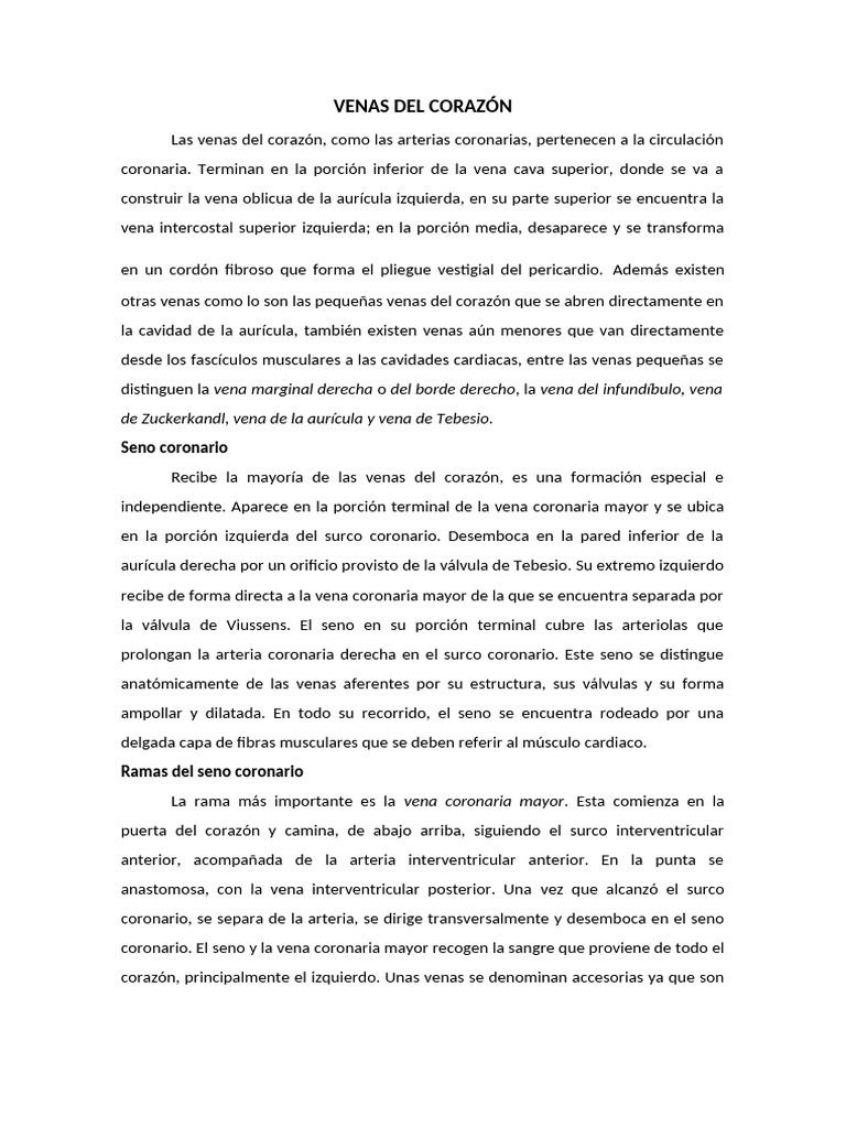 Estructura de las venas cardíacas | PDF | Corazón | Vena