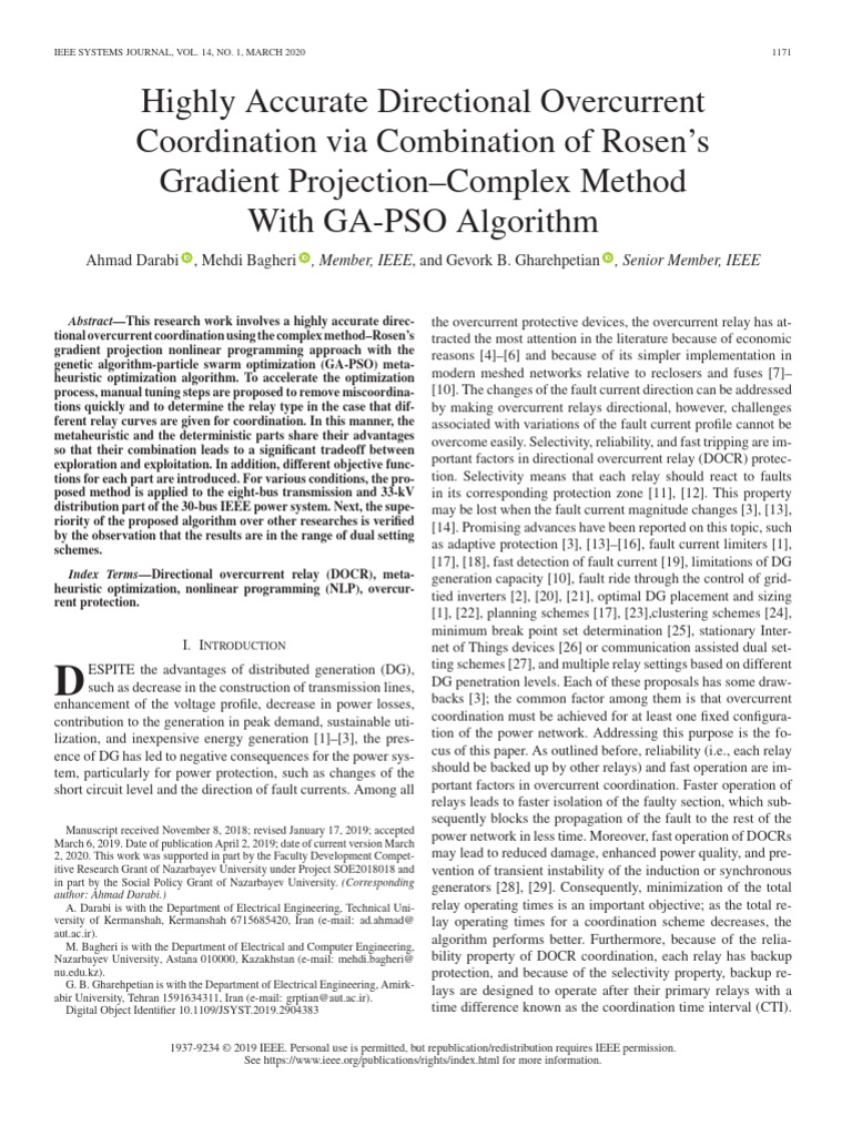 Highly Accurate Directional Overcurrent Coordination Via Combination of Rosens Gradient ...