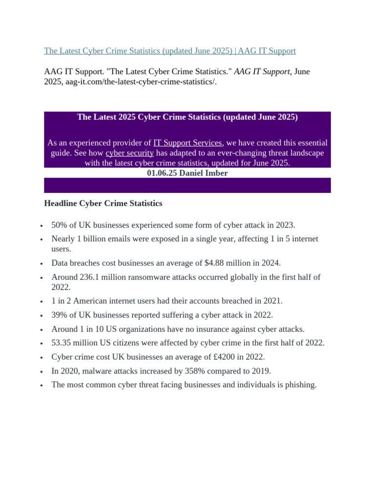 2025 Global Cyber Crime Statistics Update | PDF | Security | Computer ...