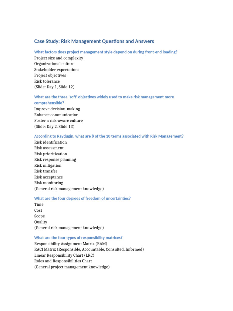 Risk Management Case Study Insights | PDF | Risk | Risk Management