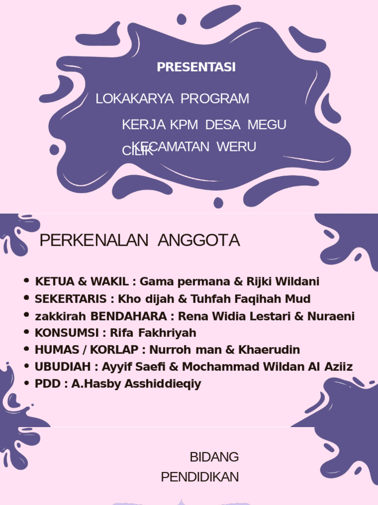 Lokakarya Program Kerja KPM Desa Megu | PDF