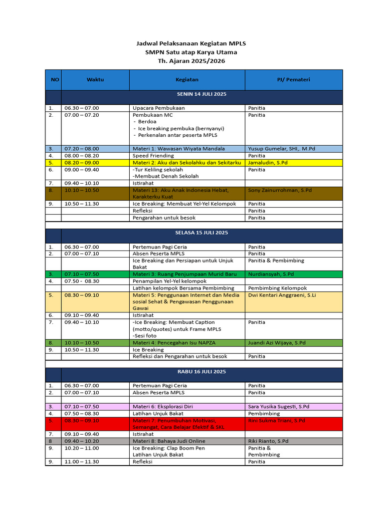 Rundown Acara MPLS 2025 | PDF