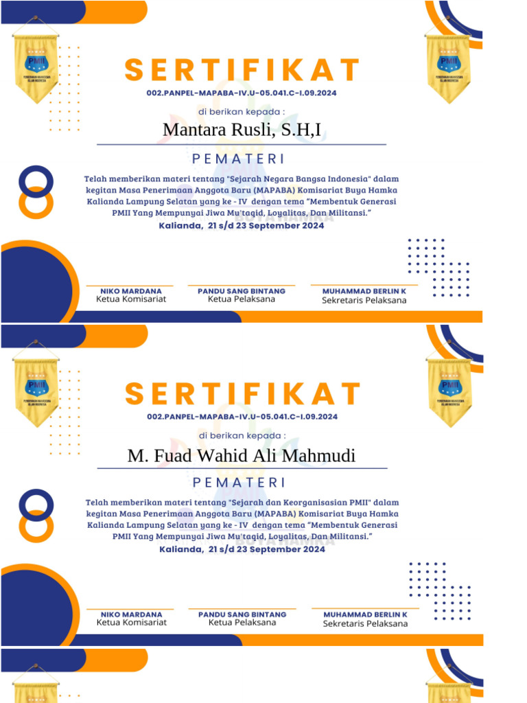 Sertifikat MAPABA | PDF