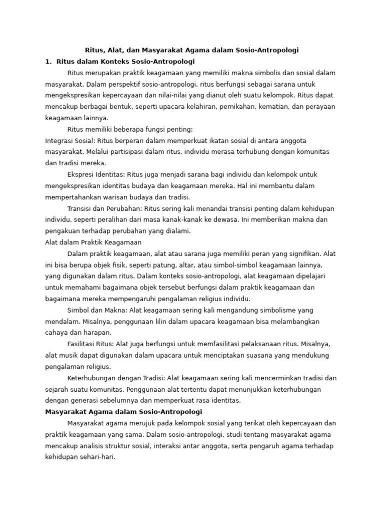 Ritus dan Alat dalam Masyarakat Agama | PDF