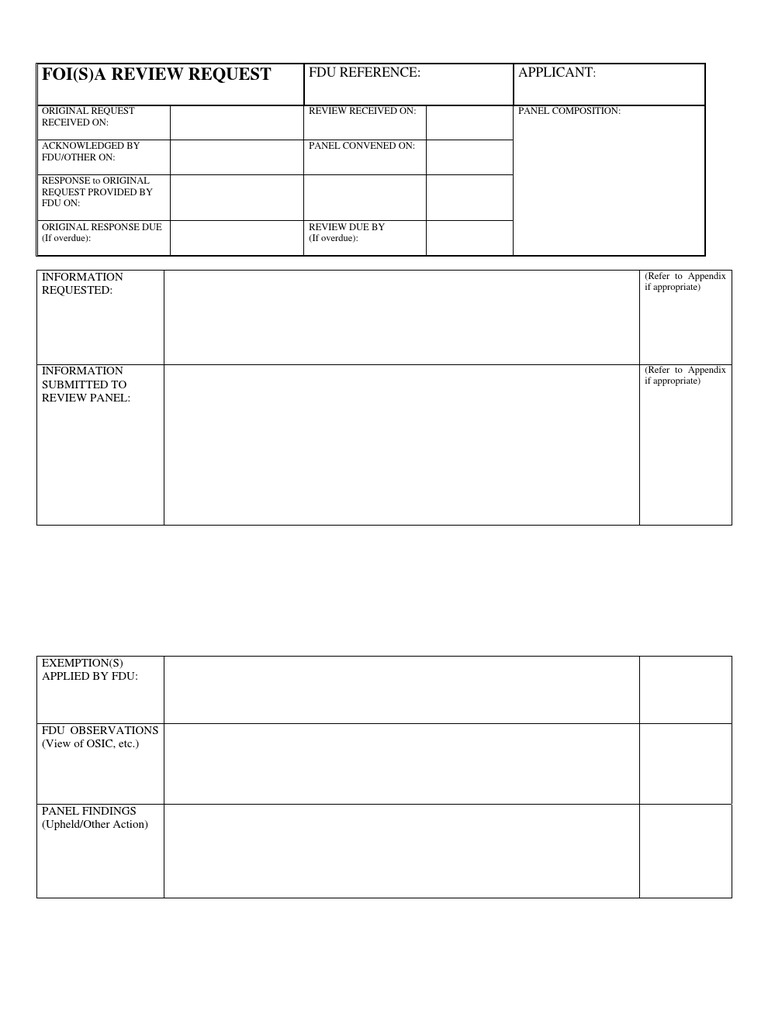 FOI Review Request Document Template | PDF | Law