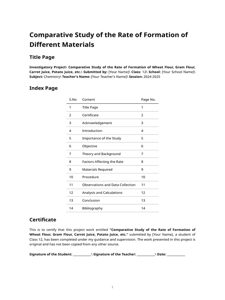 Comparative Study of The Rate of Formation of Different Materials ...