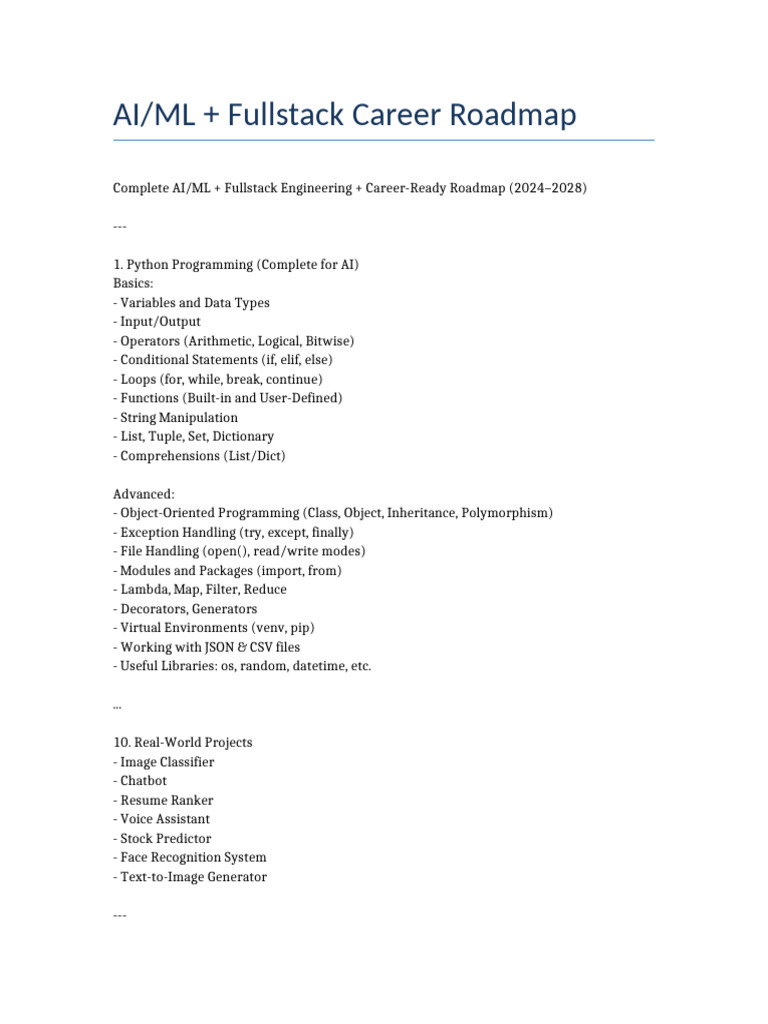 AI ML Career Roadmap | PDF