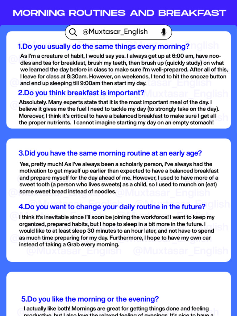 Morning Routine and Breakfast Insights | PDF