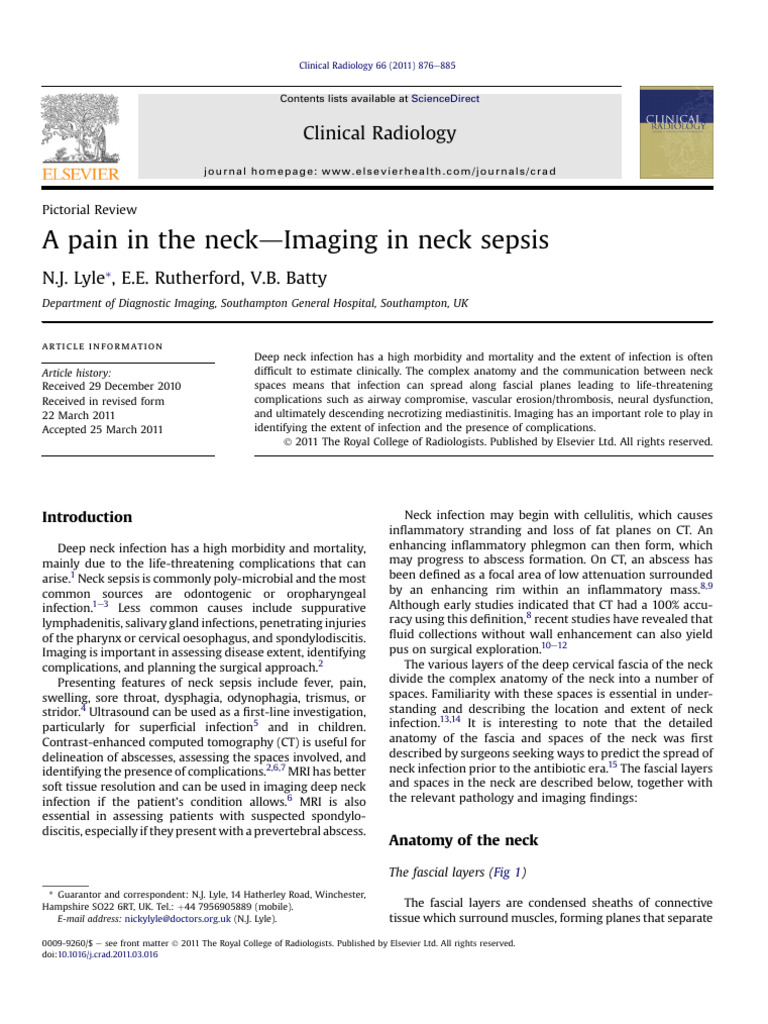 A Pain in The Neck-Imaging in Neck Sepsis | PDF | Common Carotid Artery ...