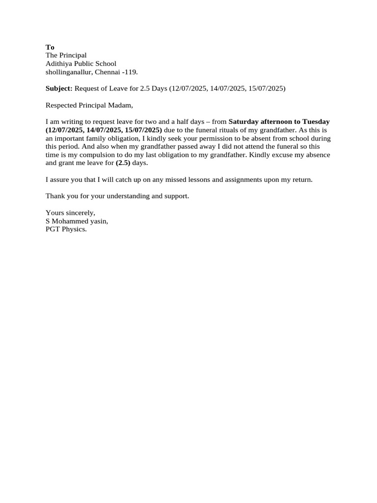 Leave Letter | PDF