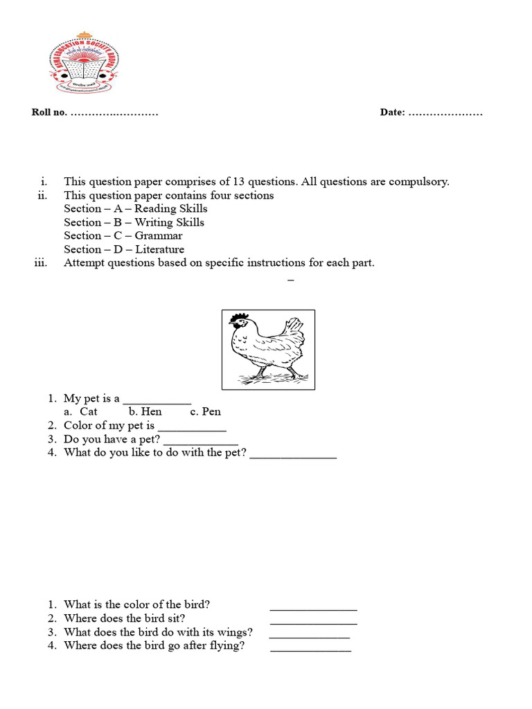 Periodic Test 1: English Class I | PDF | Linguistics