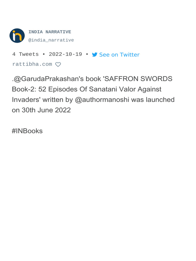 @garudaprakashan's - Book - 'Saffron - Swords - Thread - by - India ...