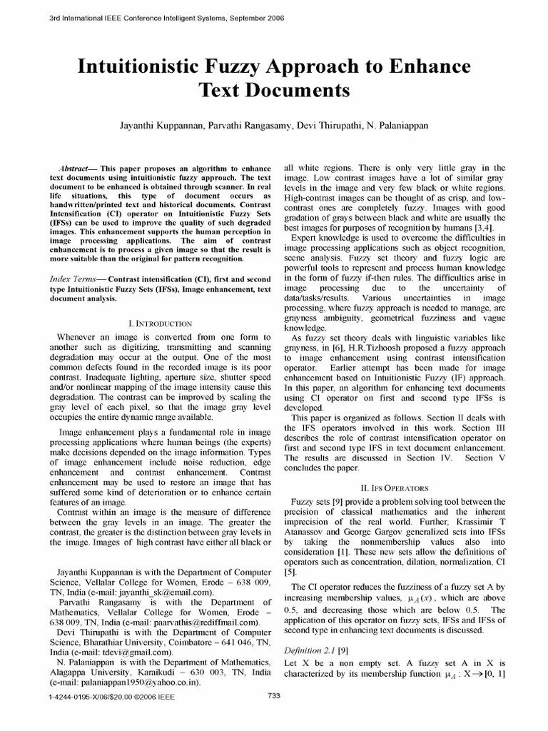 Intuitionistic Fuzzy Approach to Enhance Text Documents | PDF | Fuzzy ...