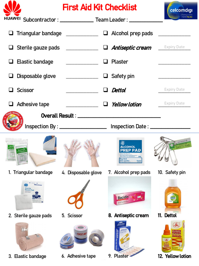 First Aid Kit Checking Template | PDF