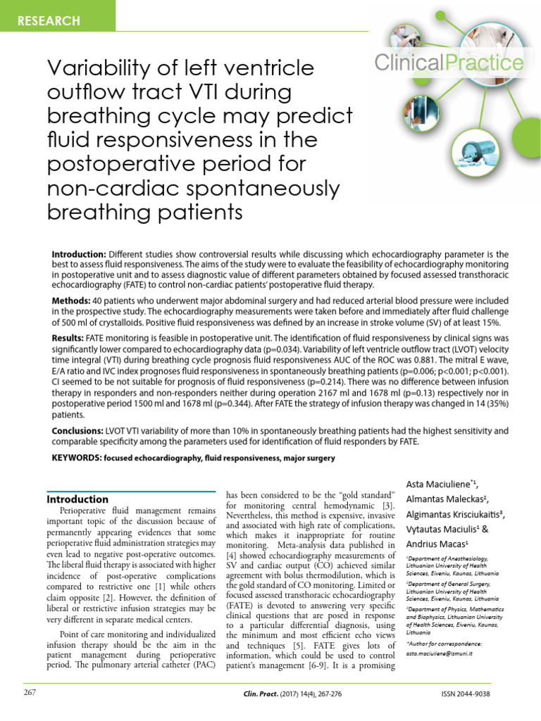 Variability of Left Ventricle Outflow Tract Vti During Breathing Cycle ...