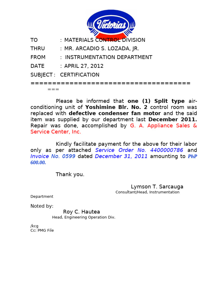 Labor For Replacement of Condenser Fan Motor Month of December - (Yoshimine Blr. 4) | PDF