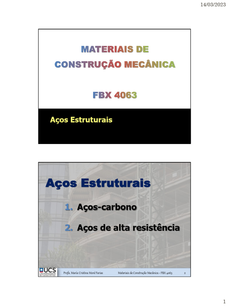 2 Acos Estruturais MaterConstMec ProfaMCristinaMFarias 2023 2 | PDF ...