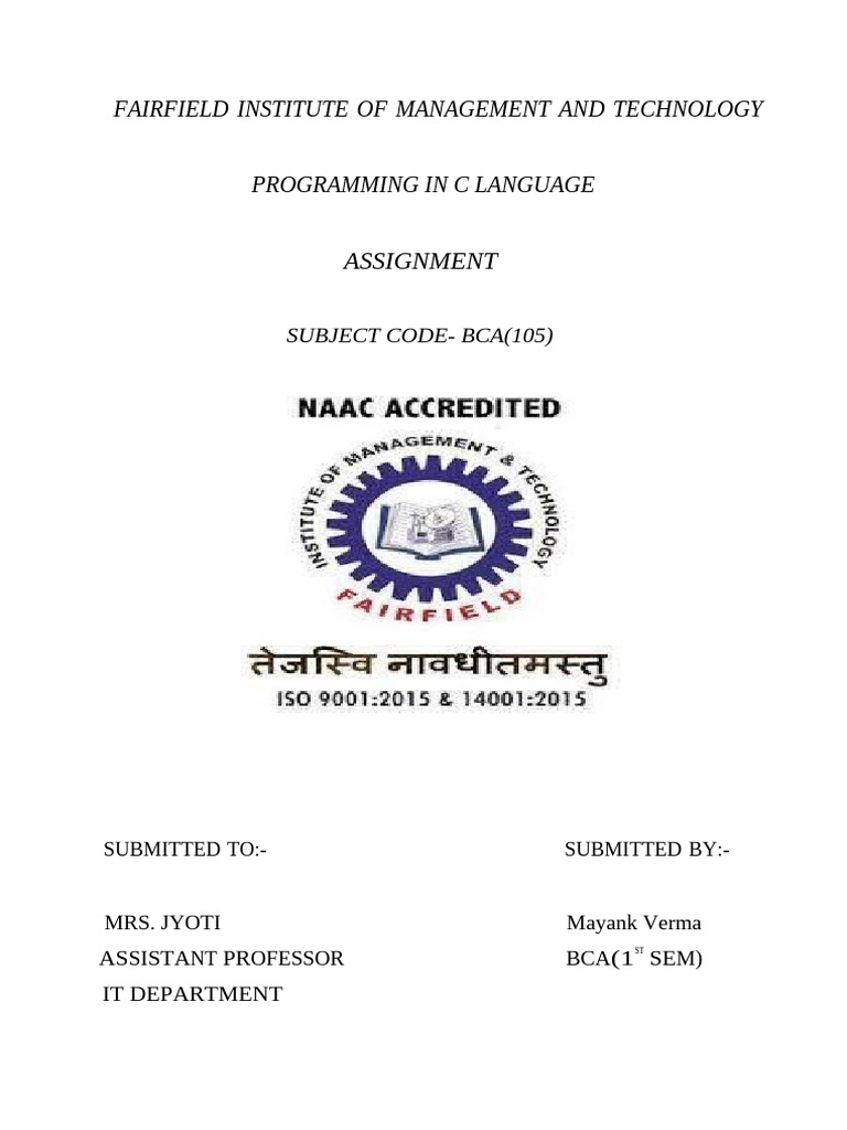 C Assignment | PDF | Pointer (Computer Programming) | Computer Science