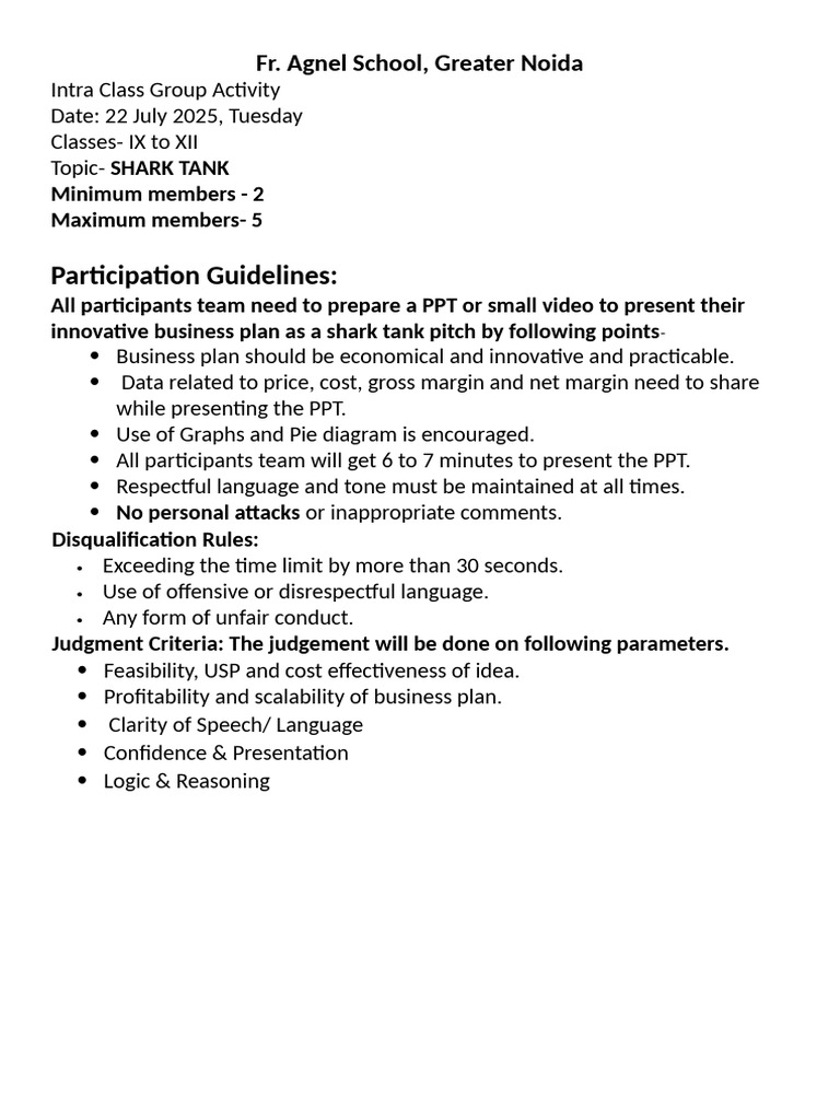 Shark Tank Activity | PDF