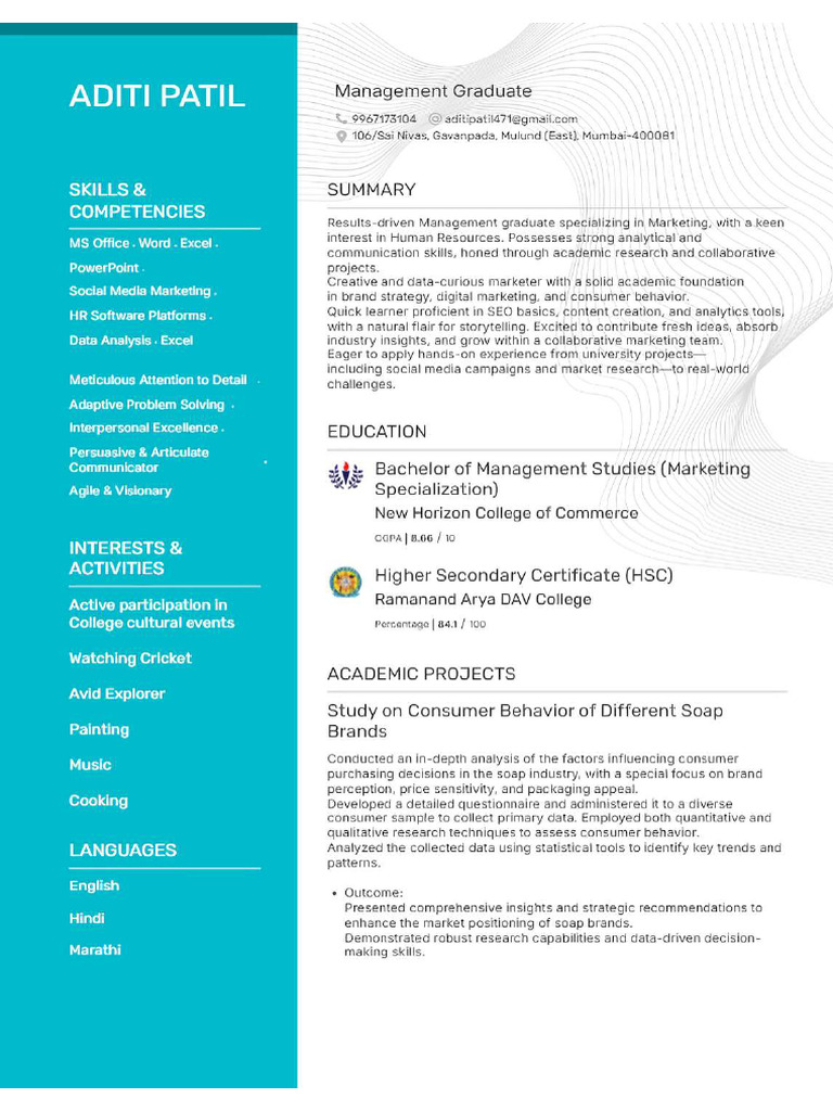 Aditi Patil - Resume | PDF