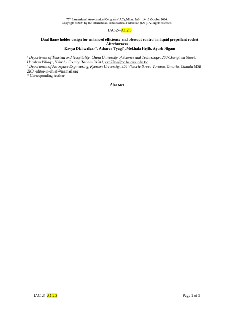 IAC 2024 Manuscript - Template | PDF | Rocket