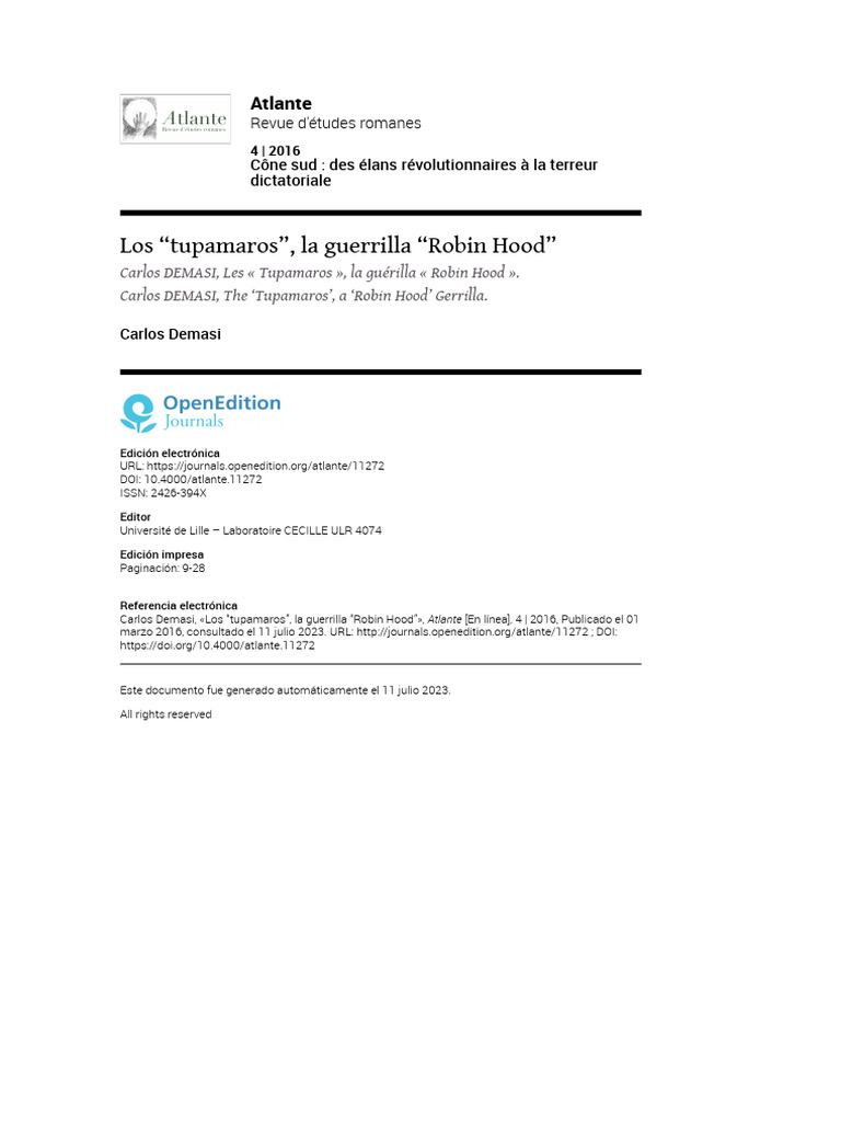 Guerrilla Tupamaros Uruguay | PDF | Guerra de guerrillas | Ciencias ...