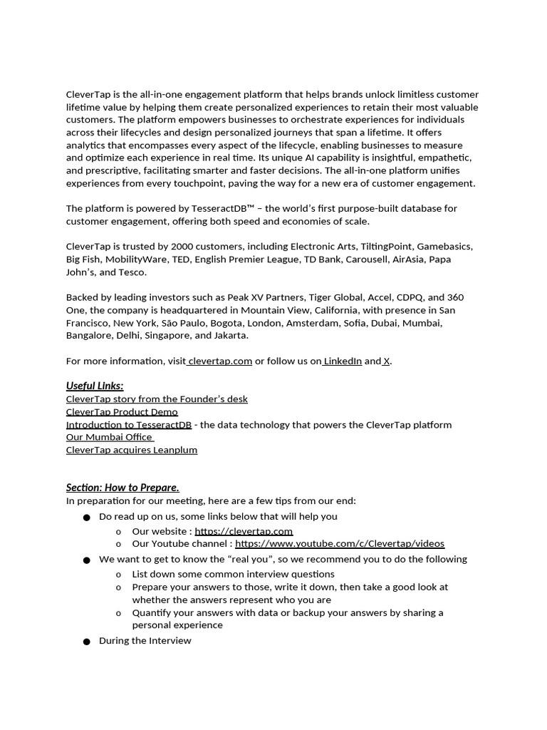 CleverTap Interview Preparation Guide | PDF | Computing