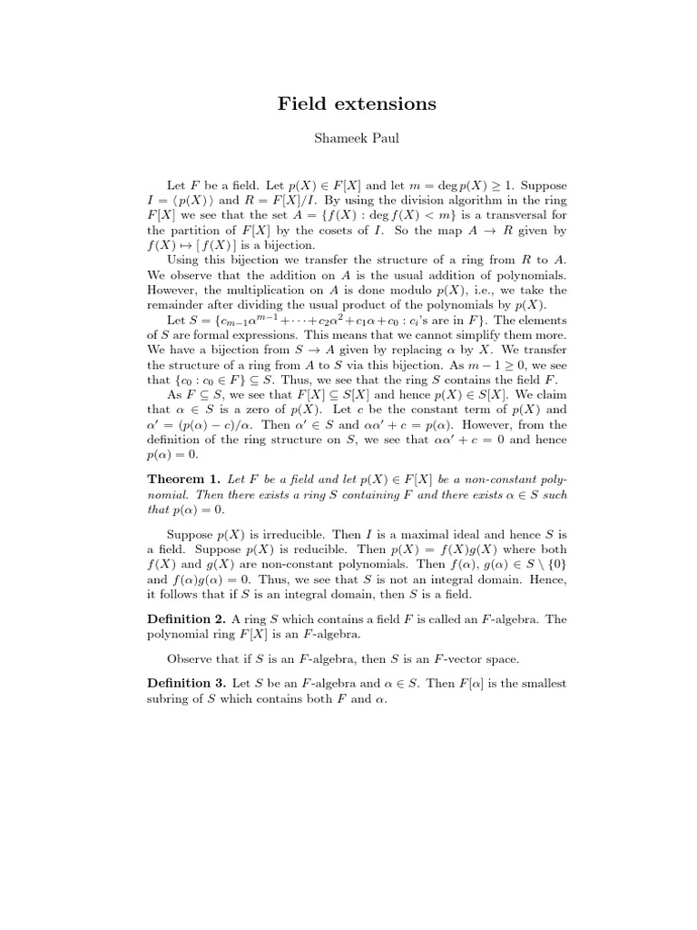 Field Extensions | PDF