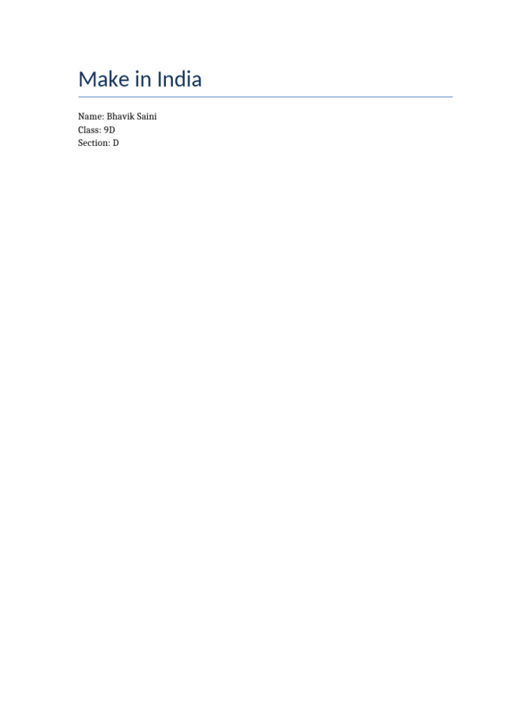 Make in India Project Bhavik Saini With Pictures | PDF