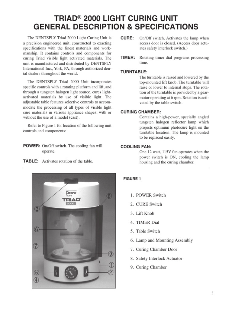 Triad 2000 Light Curing Unit Guide | PDF | Mains Electricity | Dentures