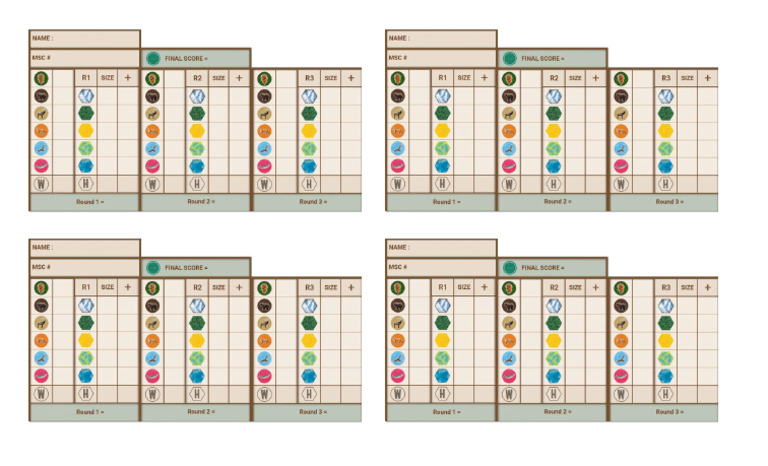 Cascadia - Score Cards | PDF