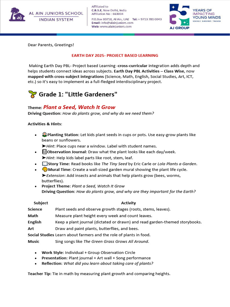 Earth Day 2025 PBL Activities Guide | PDF | Plants
