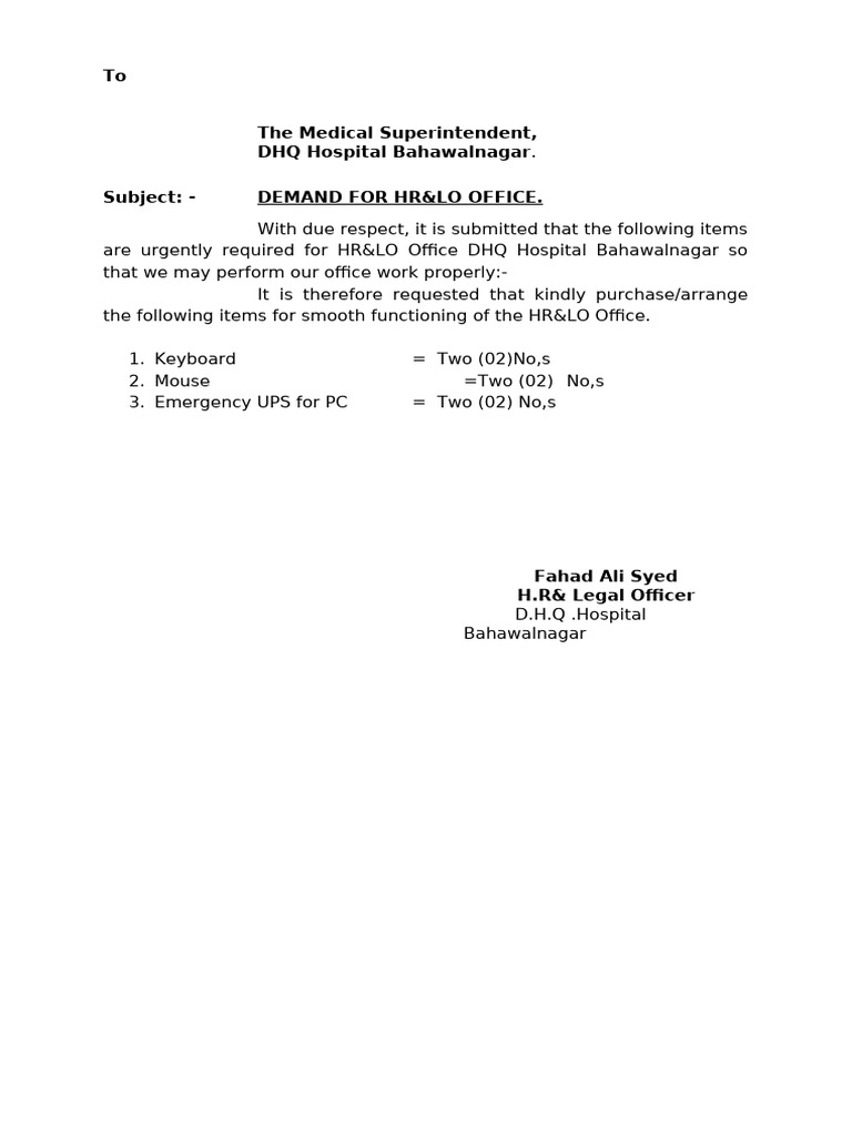 Demand For HR & Lo Office. | PDF | Personal Computers | Computer Engineering