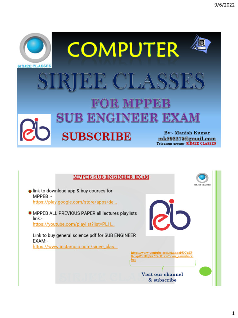 MPPEB Sub Engineer Exam Guide | PDF | Computer Data Storage | Printer ...