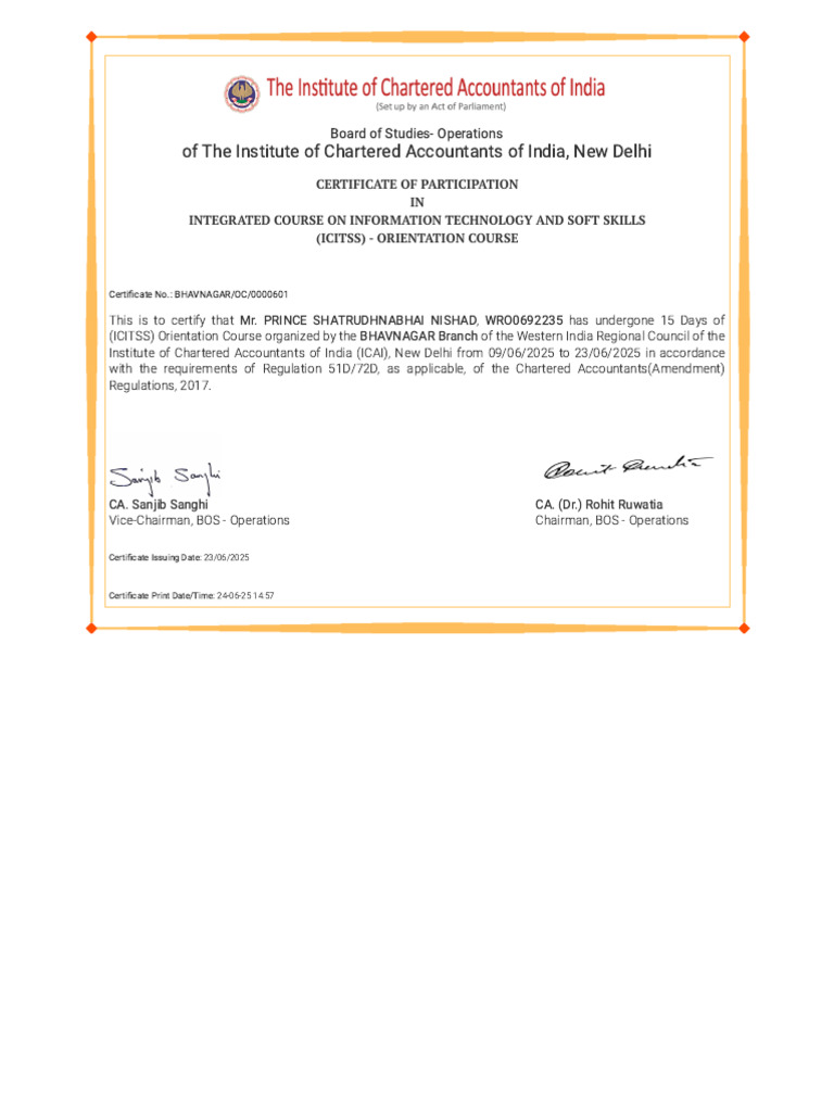OC Training Certificate for ICITSS | PDF