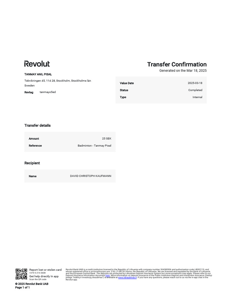 p2p Transaction Confirmation Report en 6a7751 | PDF