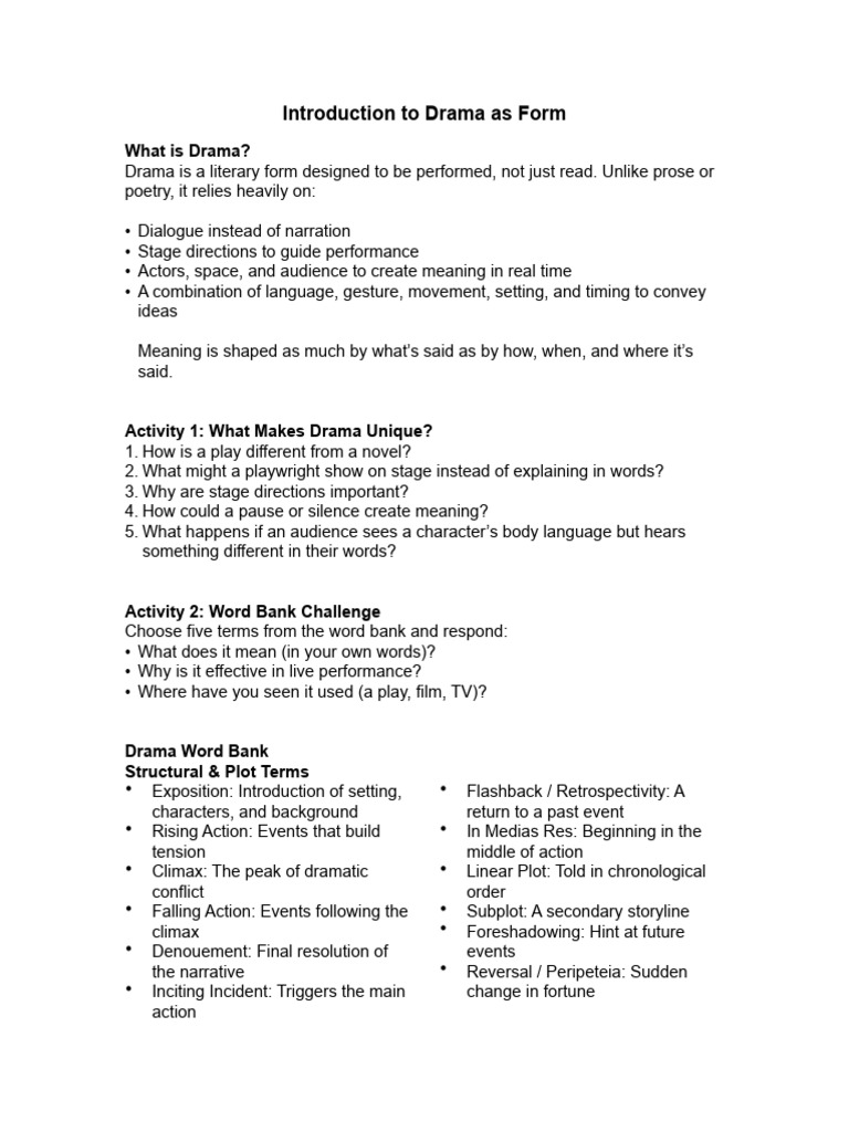Understanding Drama: Key Concepts Explained | PDF | Plot (Narrative ...
