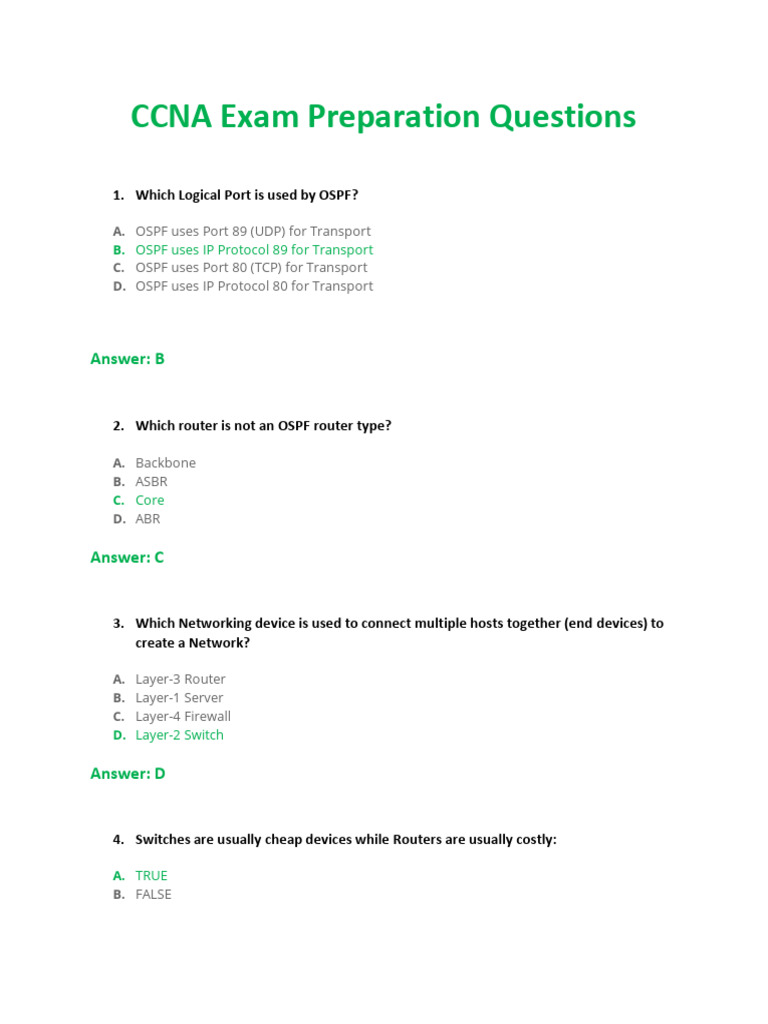 CCNA Exam Preparation Question (Nov-2022 Update1) | PDF | Computer ...
