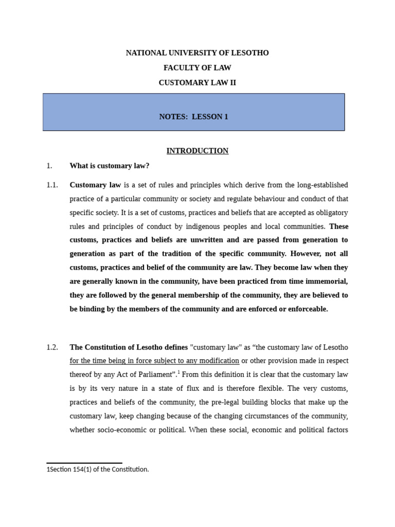 Customary Law II: Living Version Overview | PDF | Political Science ...