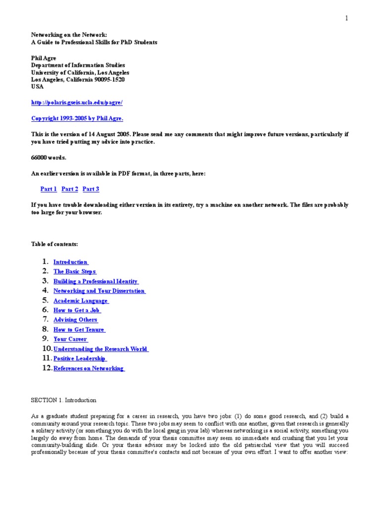 Networking On The Network | PDF | Thesis | Conversation