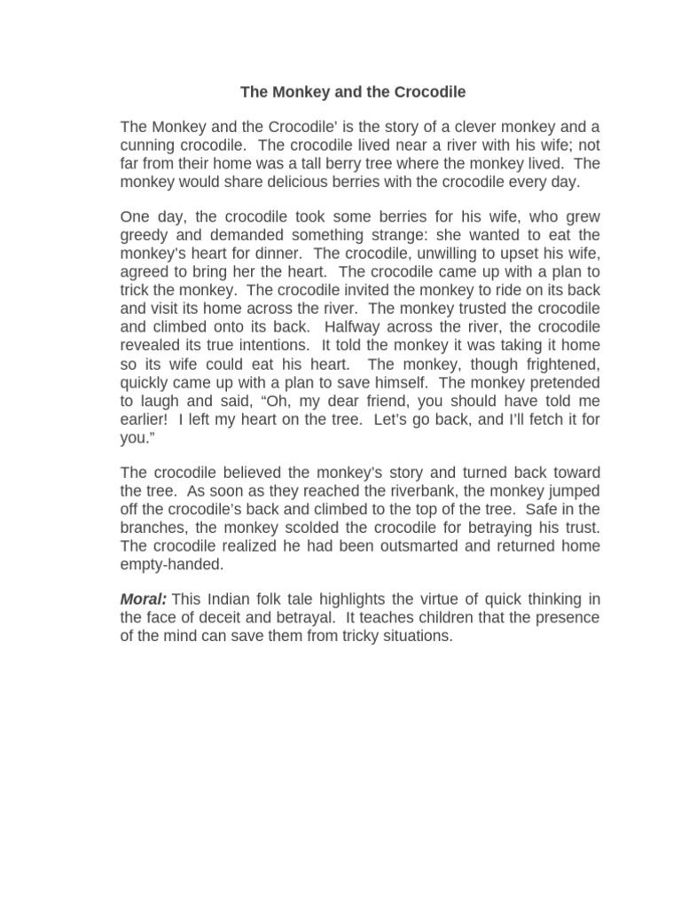 The Monkey and The Crocodile | PDF