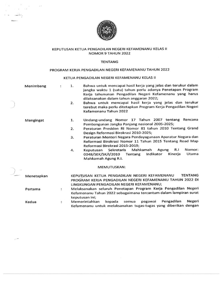SK No.9-2022 PROGRAM KERJA | PDF