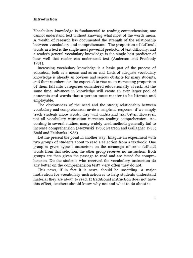 Intro | PDF | Reading Comprehension | Vocabulary
