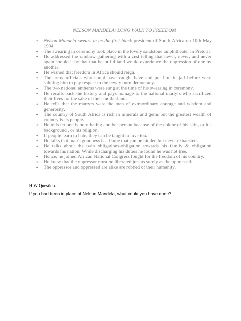 Nelson Mandela Notes Class 10 | PDF