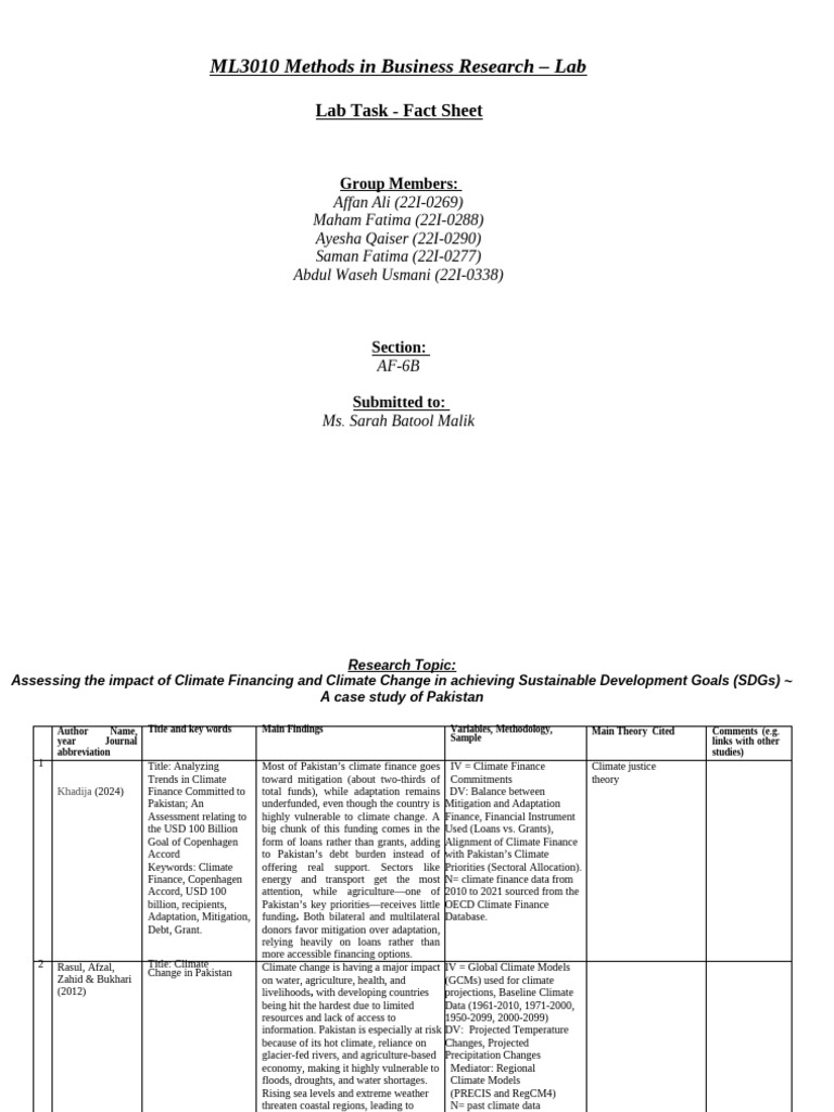Lab Task (1) Fact Sheet | PDF | Climate Change Mitigation | Sustainability