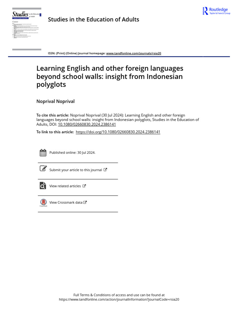 Learning English and Other Foreign Languages Beyond School Walls ...