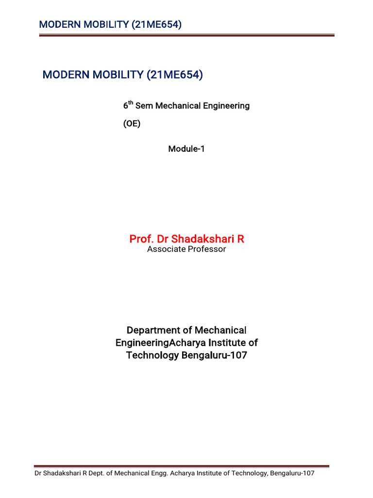 Overview of Modern Mobility Systems | PDF | Internal Combustion Engine ...